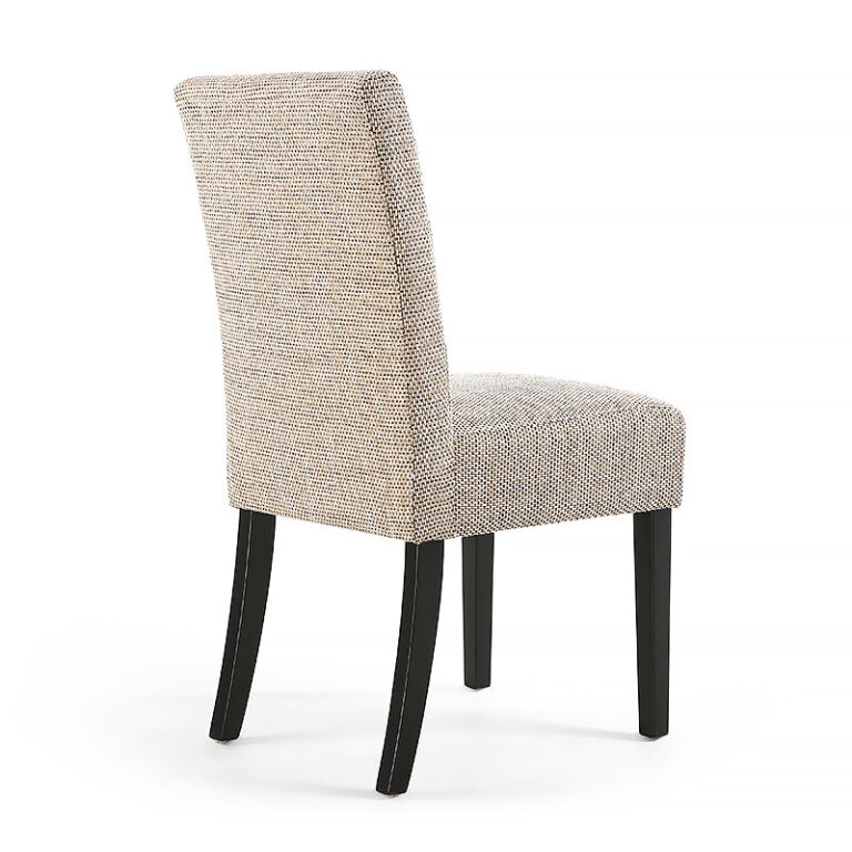 Set Of 2 Peyton Tweed Effect Oatmeal Dining Chairs With Black Legs ...