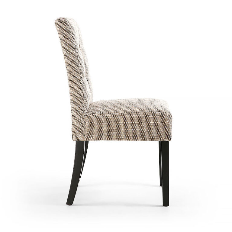 Set Of 2 Peyton Tweed Effect Oatmeal Dining Chairs With Black Legs ...