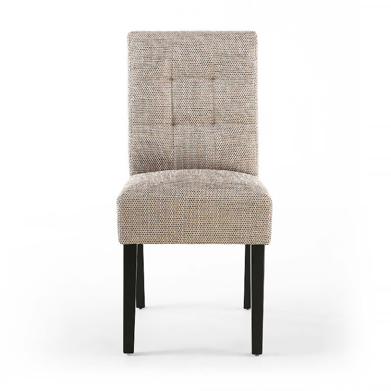Set Of 2 Peyton Tweed Effect Oatmeal Dining Chairs With Black Legs ...