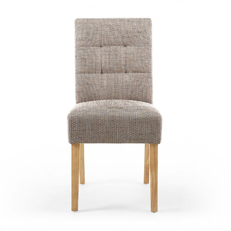 Set Of 2 Peyton Tweed Effect Oatmeal Dining Chairs With Natural Wood ...