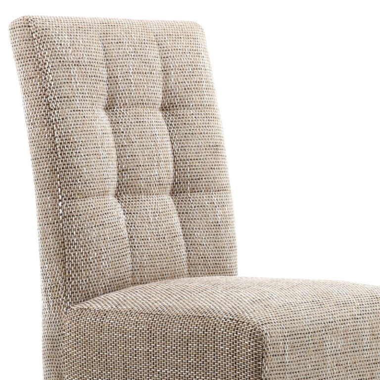 Set Of 2 Peyton Tweed Effect Oatmeal Dining Chairs With Walnut Legs ...