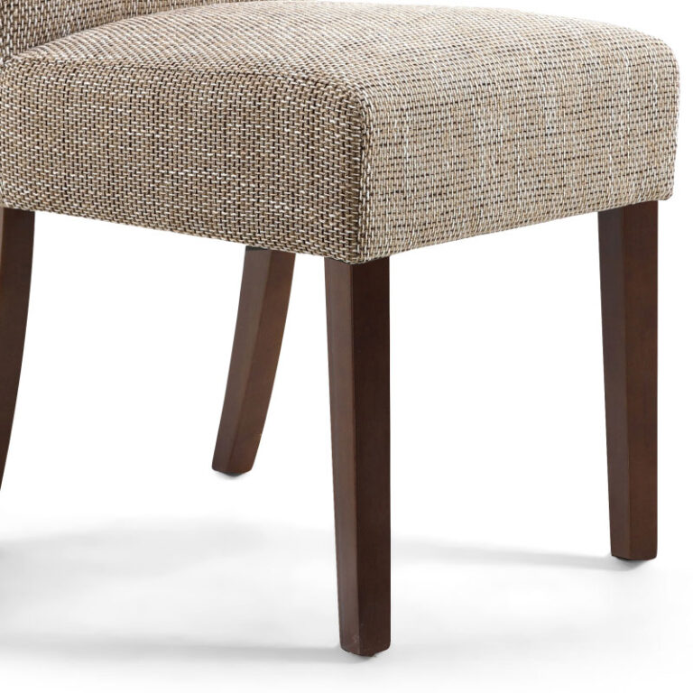 Set Of 2 Peyton Tweed Effect Oatmeal Dining Chairs With Walnut Legs ...