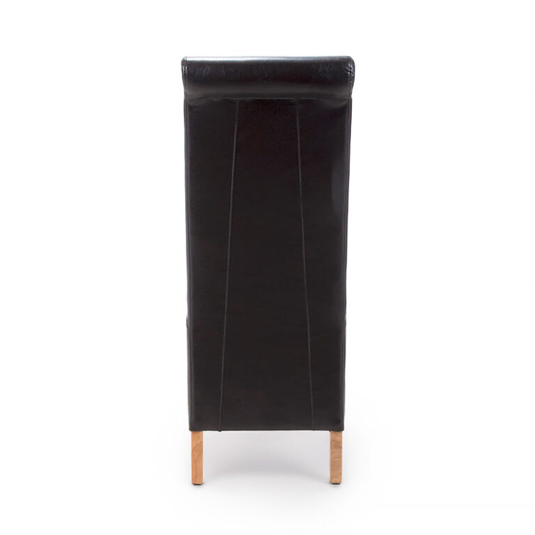 Set Of 2 Selma High Scroll Back Black Bonded Leather Dining Chairs ...