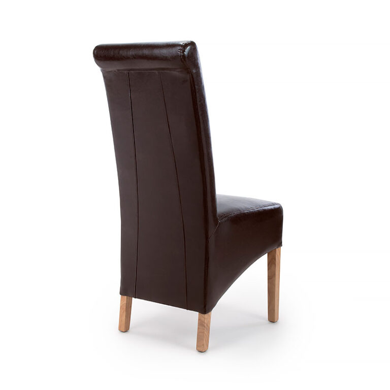 Set Of 2 Selma High Scroll Back Brown Bonded Leather Dining Chairs ...