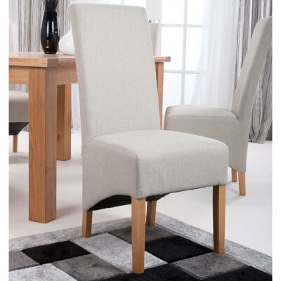 Set Of 2 Selma High Scroll Back Cappuccino Herringbone Dining Chairs ...