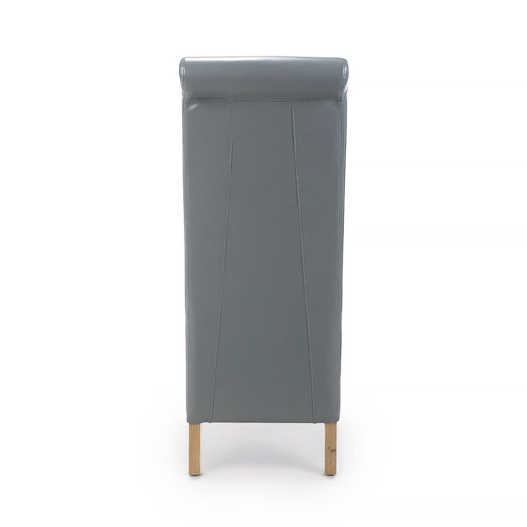 Set Of 2 Selma High Scroll Back Grey Bonded Leather Dining Chairs ...