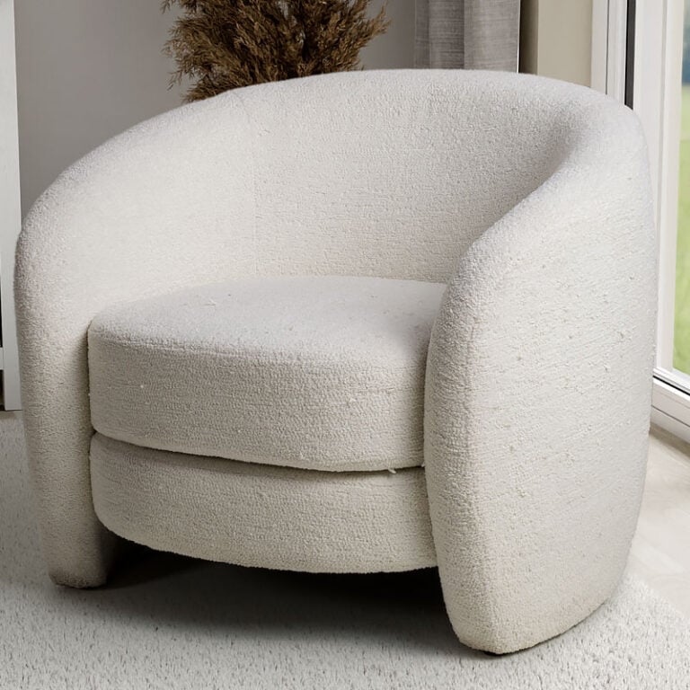 Teddy Vanilla White Boucle Tub Armchair Accent Chair | Picture Perfect Home