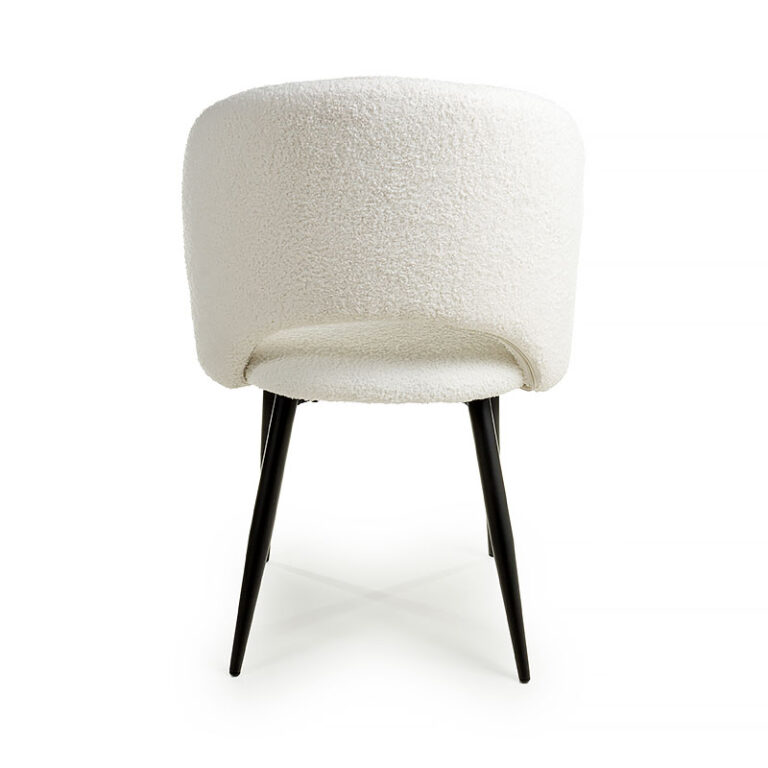 Set Of 2 Teddy White Boucle Tub Dining Chairs With Black Legs | Picture ...