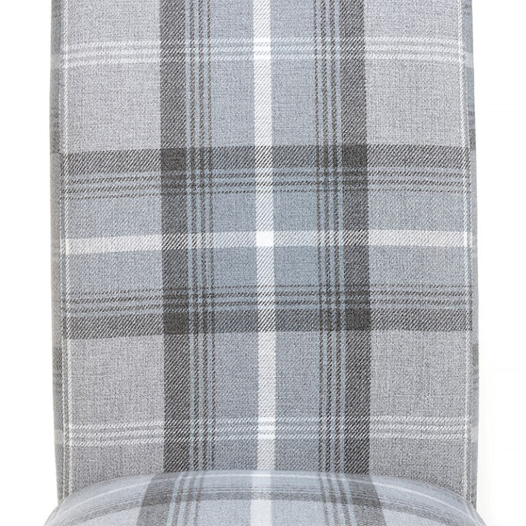 Set Of 2 Windsor High Scroll Back Grey Tartan Check Dining Chairs ...