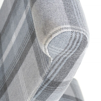 Set Of 2 Windsor High Scroll Back Grey Tartan Check Dining Chairs ...