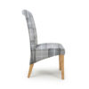 Set Of 2 Windsor High Scroll Back Grey Tartan Check Dining Chairs ...