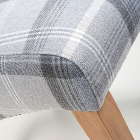 Set Of 2 Windsor High Scroll Back Grey Tartan Check Dining Chairs ...