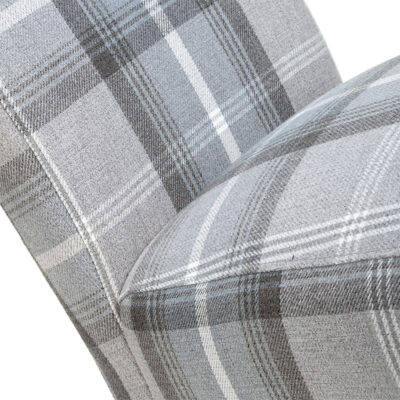 Set Of 2 Windsor High Scroll Back Grey Tartan Check Dining Chairs ...