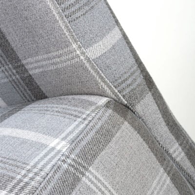 Set Of 2 Windsor High Scroll Back Grey Tartan Check Dining Chairs ...