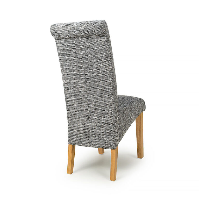 Set Of 2 Windsor High Scroll Back Tweed Effect Grey Dining Chairs ...