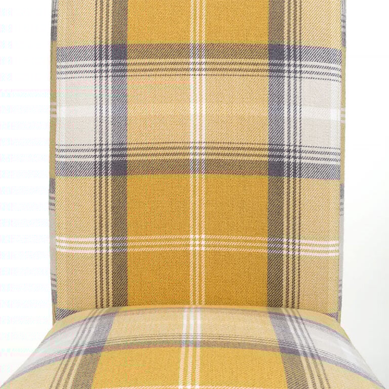 Set Of 2 Windsor High Scroll Back Yellow Tartan Check Dining Chairs ...