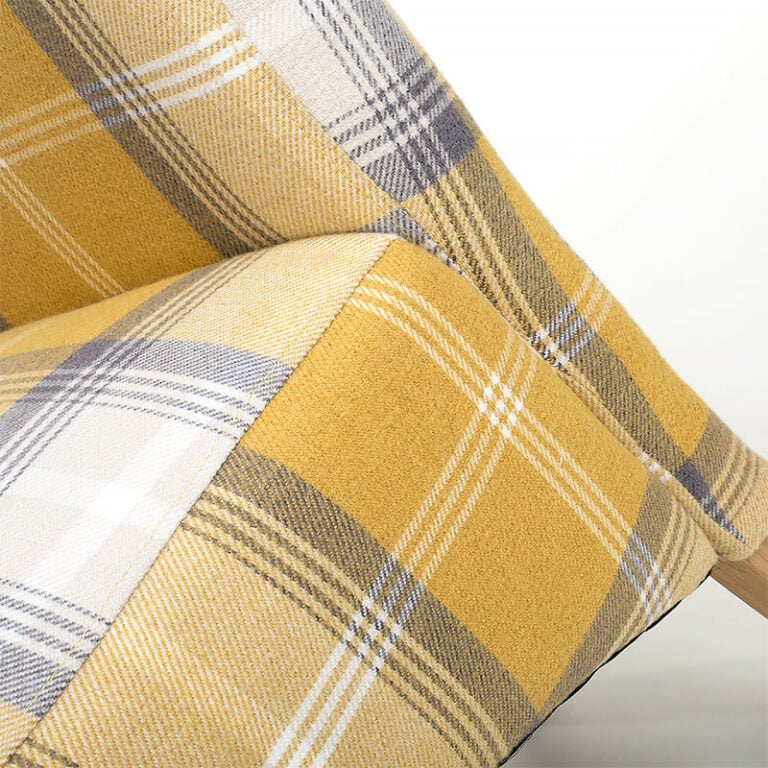 Set Of 2 Windsor High Scroll Back Yellow Tartan Check Dining Chairs ...