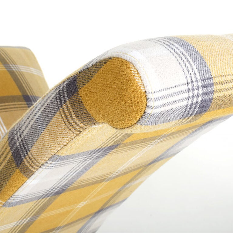 Set Of 2 Windsor High Scroll Back Yellow Tartan Check Dining Chairs ...