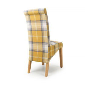 Set Of 2 Windsor High Scroll Back Yellow Tartan Check Dining Chairs ...