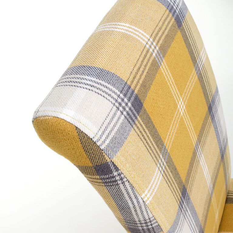 Set Of 2 Windsor High Scroll Back Yellow Tartan Check Dining Chairs ...