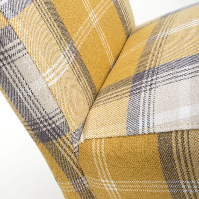 Set Of 2 Windsor High Scroll Back Yellow Tartan Check Dining Chairs ...