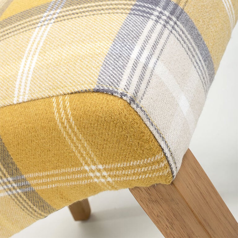 Set Of 2 Windsor High Scroll Back Yellow Tartan Check Dining Chairs ...