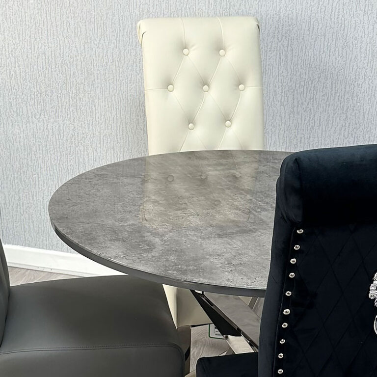 Set Of 2 Anne High Back Cream White PU Faux Leather And Chrome Dining ...