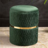Green Patterned Velvet And Gold Metal Storage Stool Footstool | Picture ...