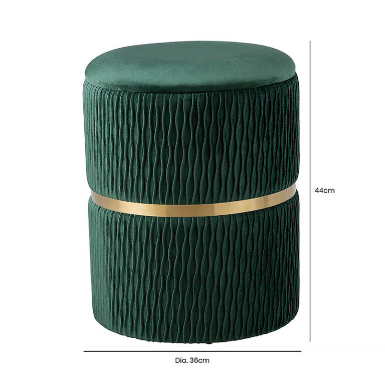 Green Patterned Velvet And Gold Metal Storage Stool Footstool | Picture ...