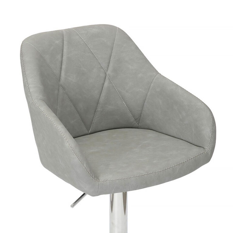 Set Of 2 Melrose Light Grey Faux Leather Bar Stools With Chrome Legs ...