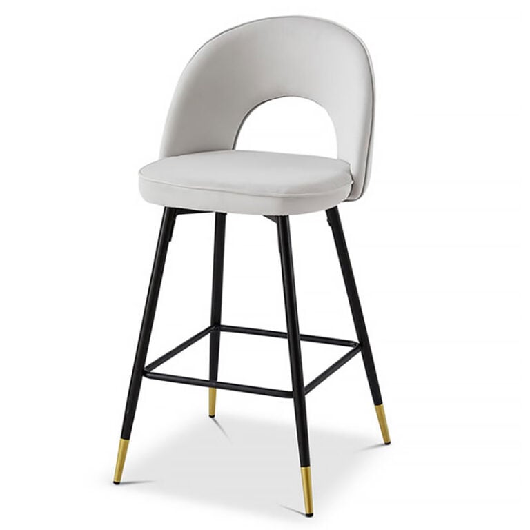 Monaco Matte Blue Velvet Bar Stool With Black And Gold Legs | Picture Perfect Home