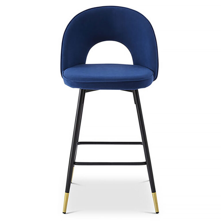Monaco Matte Blue Velvet Bar Stool With Black And Gold Legs | Picture ...