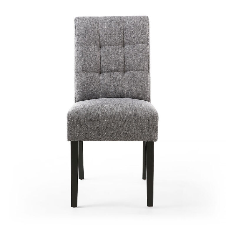 Set Of 2 Peyton Linen Effect Steel Grey Dining Chairs With Black Wood ...
