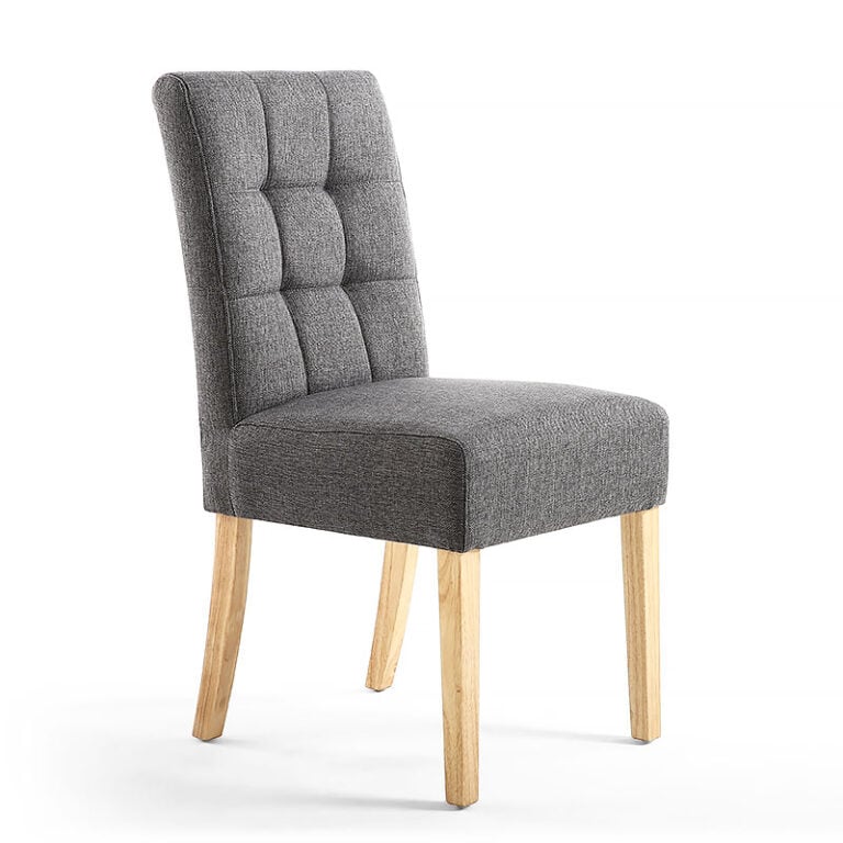 Set Of 2 Peyton Silver Grey Linen Effect Dining Chairs With Natural ...