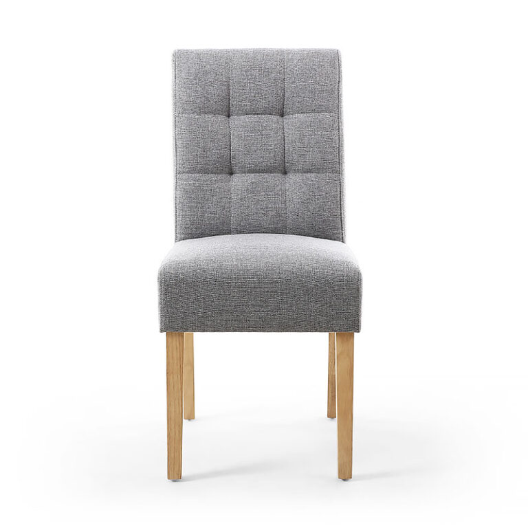 Set Of 2 Peyton Silver Grey Linen Effect Dining Chairs With Natural ...