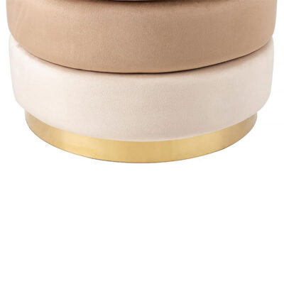White Cream And Dark Cream Stool Ottoman With Gold Base | Picture ...
