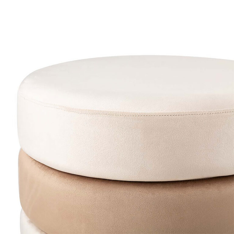 White Cream And Dark Cream Stool Ottoman With Gold Base | Picture ...