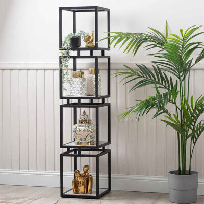 4 Tier Square Black And Grey Industrial Style Display Shelving Unit ...