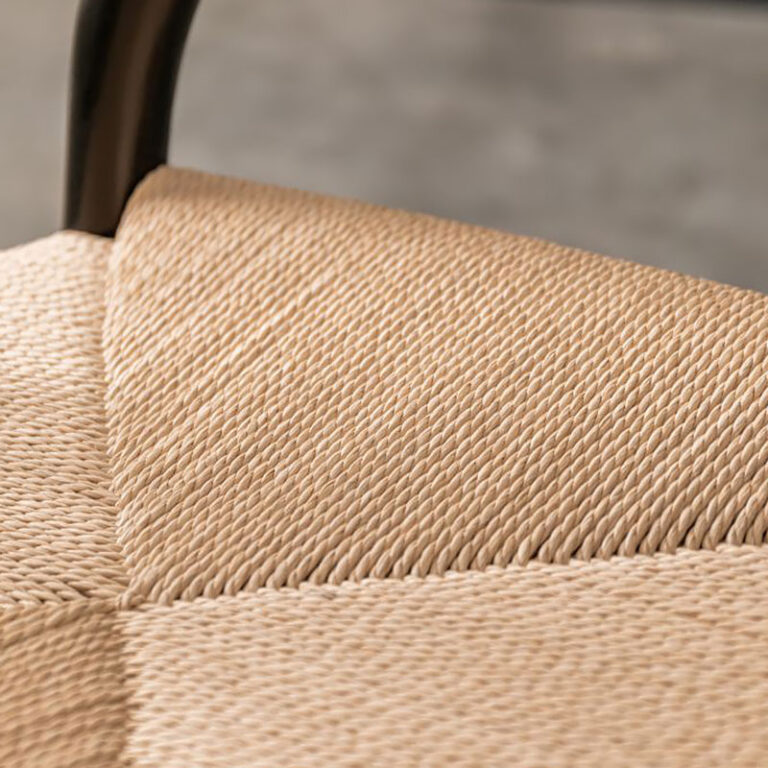 Set Of 2 Fraser Black Elm Wood Wishbone Dining Chairs With Handwoven ...