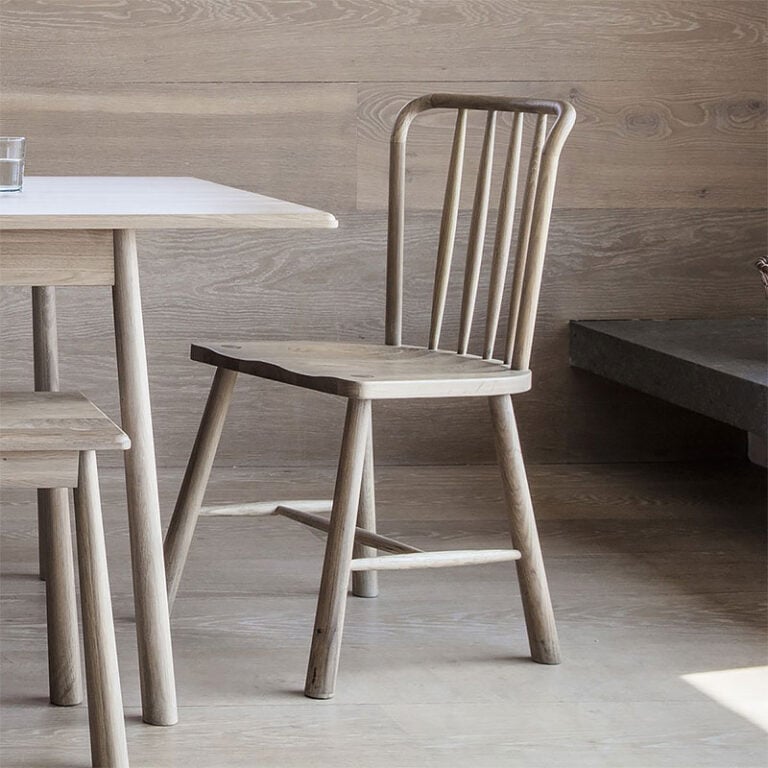 Set Of 2 Scandi Nordic Design Solid Oak Spindle Back Dining Chairs ...