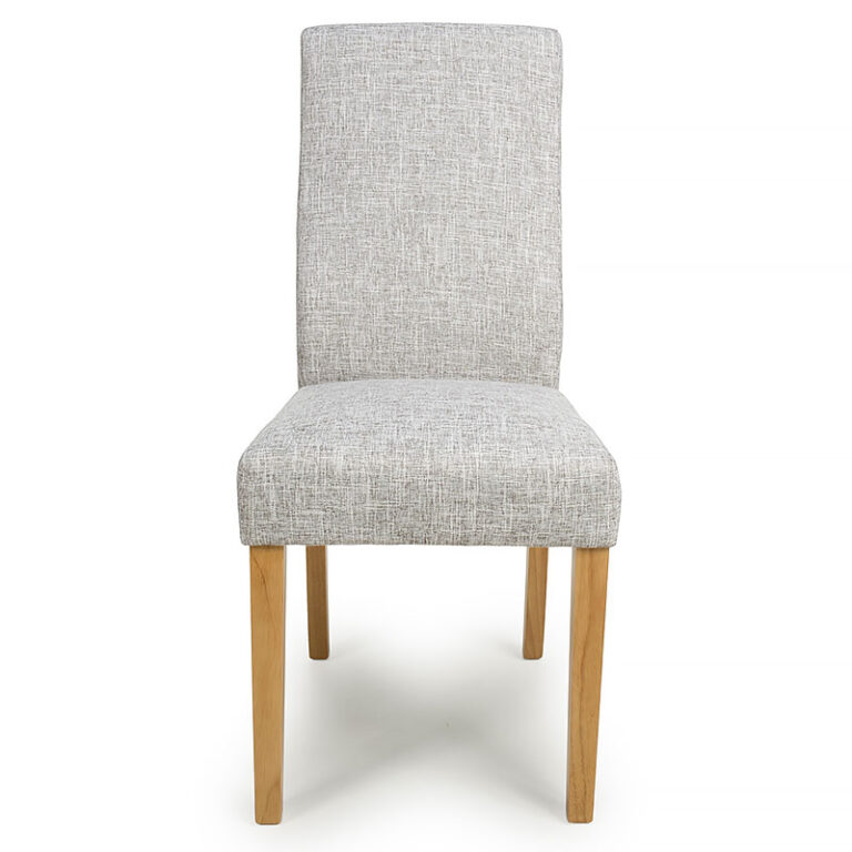 Set Of 2 Albany Light Grey Weave Fabric Dining Chairs With Wood Legs ...