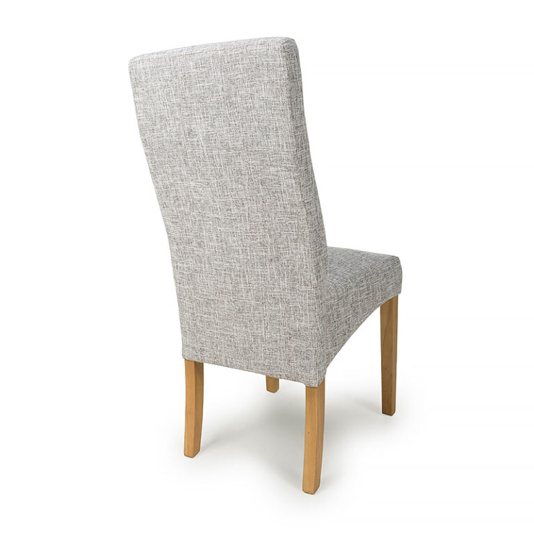 Set Of 2 Albany Light Grey Weave Fabric Dining Chairs With Wood Legs ...