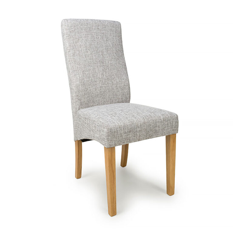 Set Of 2 Albany Light Grey Weave Fabric Dining Chairs With Wood Legs ...
