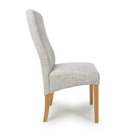 Set Of 2 Albany Light Grey Weave Fabric Dining Chairs With Wood Legs ...