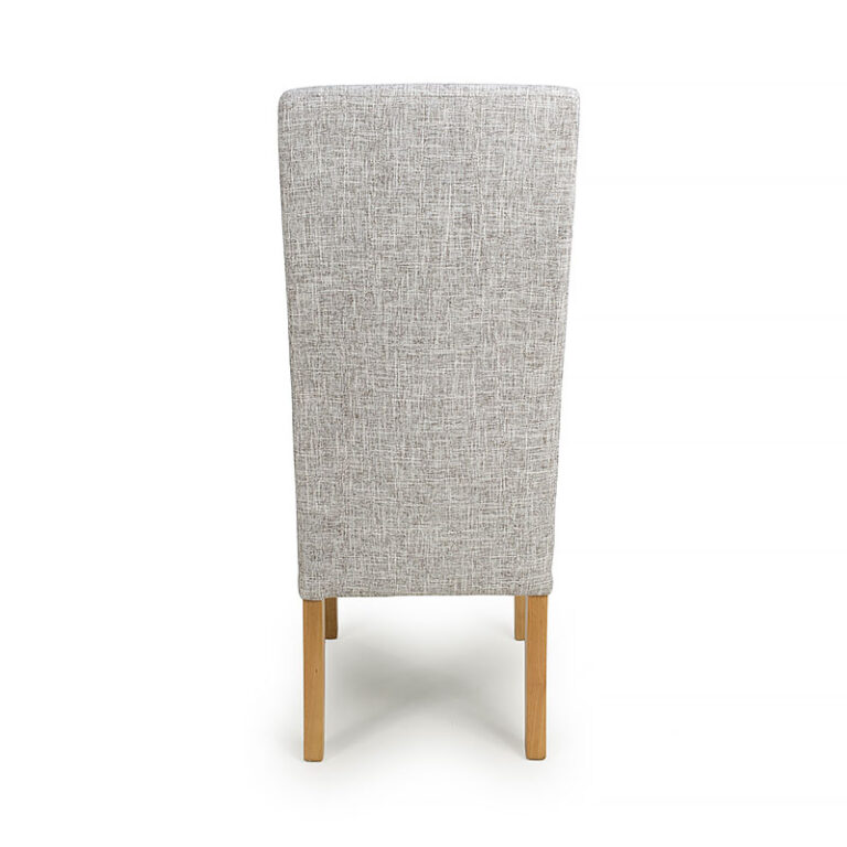 Set Of 2 Albany Light Grey Weave Fabric Dining Chairs With Wood Legs ...