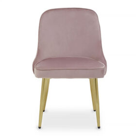 Set Of 2 Alexandria Dusky Blush Pink Velvet Dining Chairs With Gold ...
