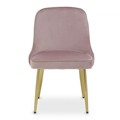 Set Of 2 Alexandria Dusky Blush Pink Velvet Dining Chairs With Gold ...