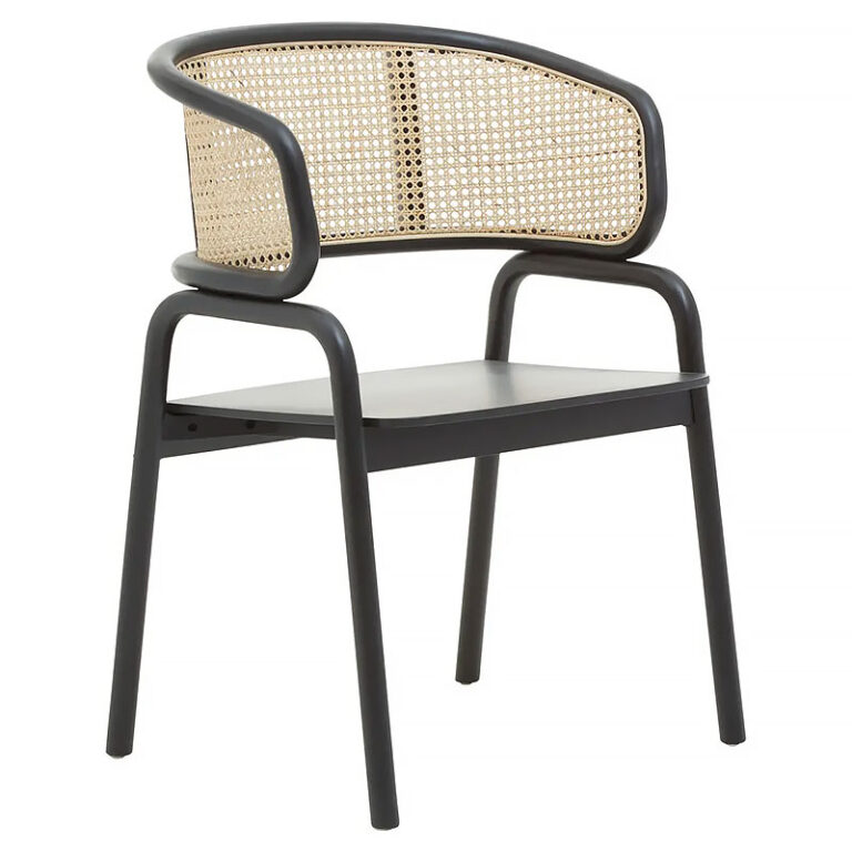 Elba Rattan Cane And Black Birchwood Open Back Dining Chair | Picture ...