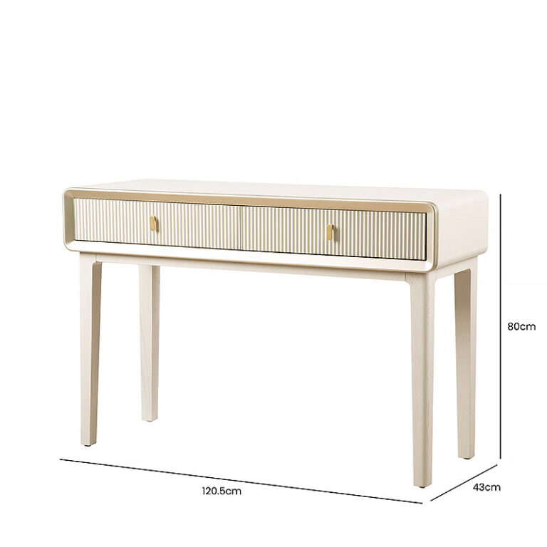 Luxor Cream White Elm Wood And Gold 2 Drawer Console Table | Picture ...