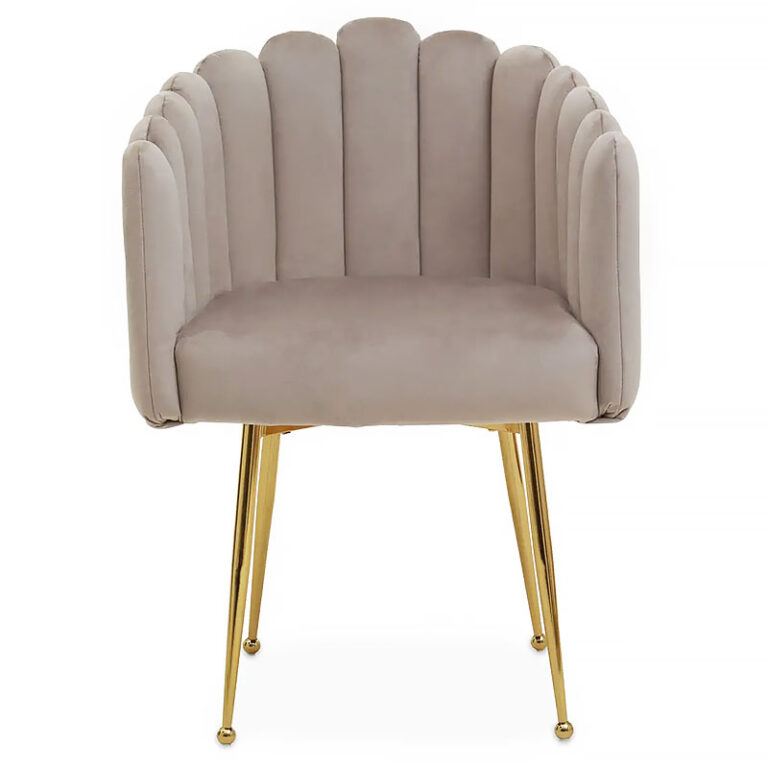 Shelley Mink Velvet Scalloped Shell Dining Chair With Gold Legs ...